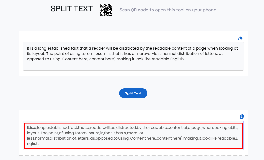 Text splitter generator online - convertor tools?
